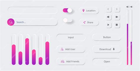 Premium Vector White Web Ui Design Elements Set Ui Ux Kit For Browser Or Appbuttons Search