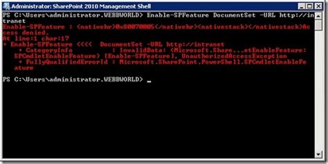Access Denied When Running Enable Spfeature Documentset Adventures In