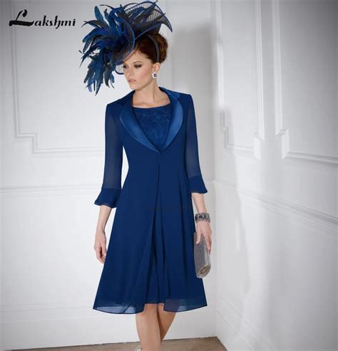 Hot Sale Two Piece Royal Blue Mother Of Bride Dresses Knee Length