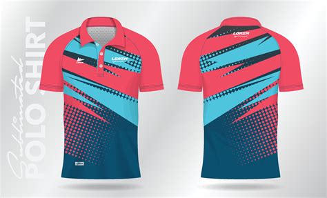 Azul Y Rosado Resumen Jersey Polo Camisa Bosquejo Modelo Diseño Para