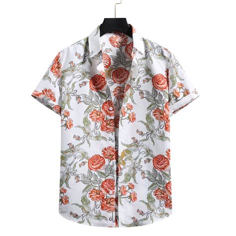 Fashion Korean Summer Floral Polo Hawaiian Polo Cotton Tela Good