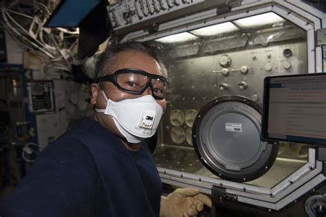 Astronaut Koichi Wakata Cleans The Microgravity Science Glovebox Nasa