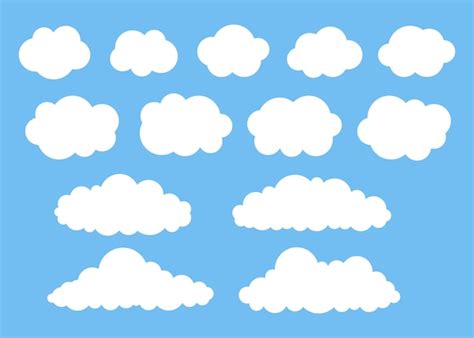 Premium Vector White Cloud Shape Blue Sky Set Weather Icon Style