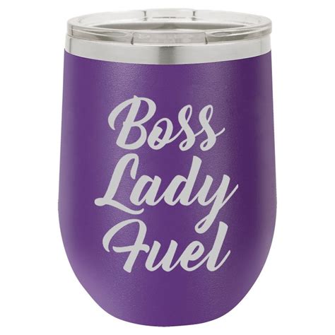 Boss Lady Fuel Funny Stemless Wine Glass Tumbler Double Wall Etsy