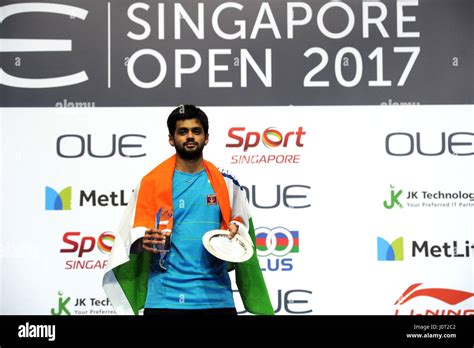Singapore 16th Apr 2017 Indias Sai Praneeth Poses During The