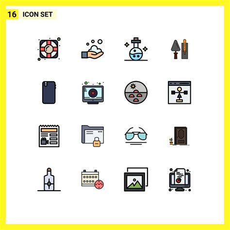 Mobile Interface Flat Color Filled Line Set Of 16 Pictograms Of Smart