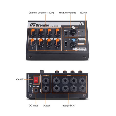 Mini Audio Mixer แบบพกพาสลับสเตอริโอ 4 And Mono 8 ช่องไมโครโฟนเสียง Mixer คอนโซลสําหรับ Dj คาราโอ