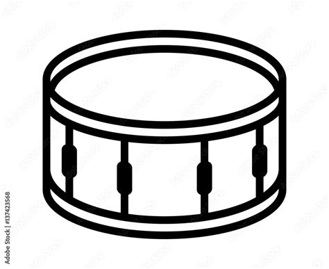 Snare Drum Or Side Drum Musical Instrument Line Art Vector Icon For