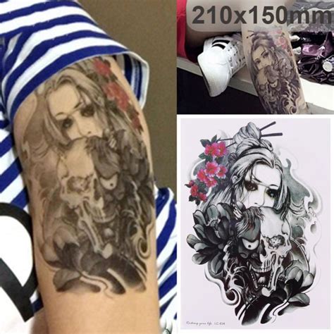 タトゥーシール 防水 般若 女性 和柄 和風 リアル ボディーアート ボディーシール タトゥー デカール Tatoo 刺青 入れ墨 オマケ付