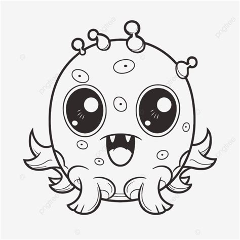 많은 눈을 가진 아기 괴물 색칠 페이지 벡터 기본 간단한 귀여운 만화 바다 괴물 개요 흰색 배경에 고립 어린이 색칠 페이지 Png 일러스트 및 벡터 에 대한 무료