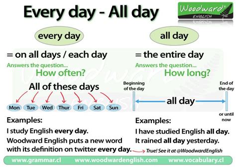 Uses Of Every Day And All Day In English
