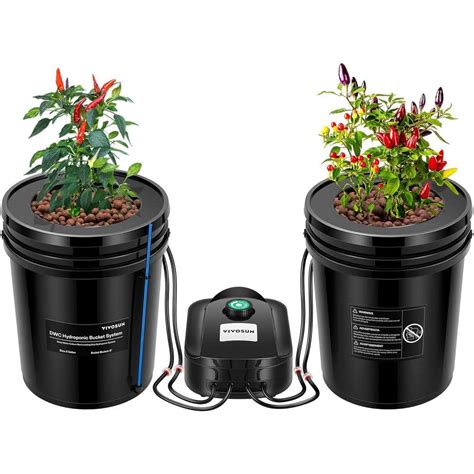 VIVOSUN DWC Hydroponics Grow System Gal Deep Water Culture Bucket With Recirculating Drip