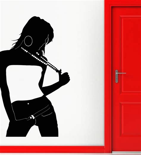 Free Shipping Vinyl Wall Hot Sexy Girl Silhouette Necklace Mural Art