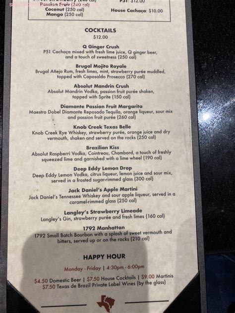 Menu At Texas De Brazil Steakhouse Oxnard