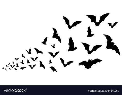 Flying Bats Swarm Black Royalty Free Vector Image