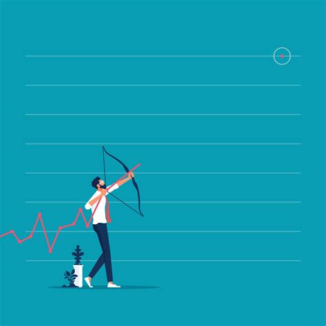 Businessman Aiming Growth Arrow Graph To Target Achievement Goals With Strategy And Focus On
