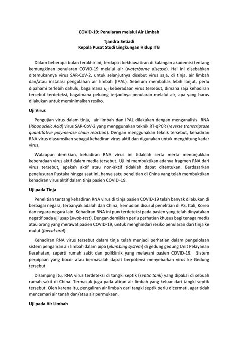 PDF COVID 19 Penularan Melalui Air Limbah
