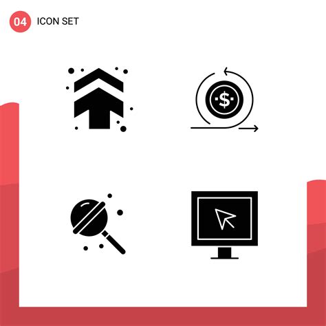 Set Of 4 Modern Ui Icons Symbols Signs For Arrow Candy Direction Modern Sugar Editable Vector