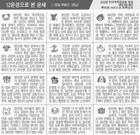 12운성으로 본 오늘의 운세 29일 甲寅日 범날 오늘의 띠별 운세 생년월일 운세 영남일보 사람과 지역의