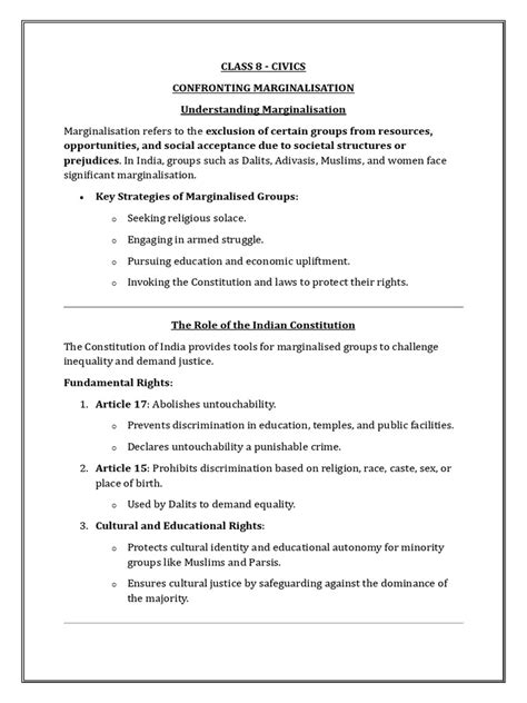 Class 8 Confronting Marginalisation Notes Pdf Dalit Social Exclusion