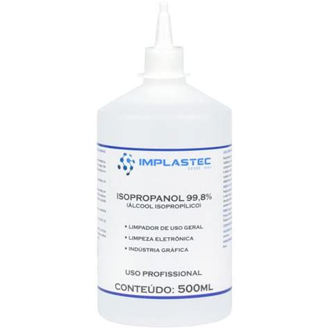 álcool Isopropílico 500ml Bico Aplicador IMPLASTEC Álcool de