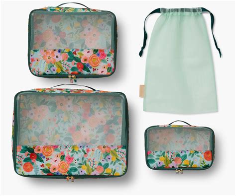 美國 Rifle Paper 旅行行李箱收納袋 4入 Garden Party 誠品線上