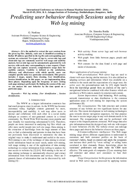 Pdf Predicting User Behavior Through Sessions Using The Web Log Mining