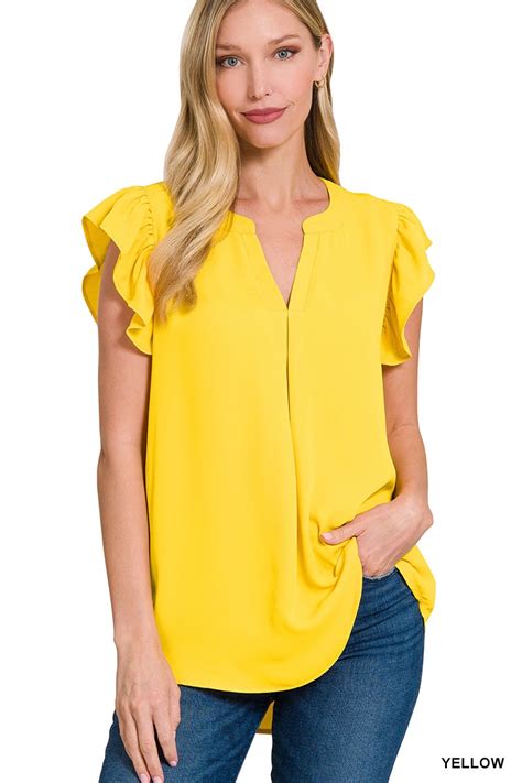 Flutter Sleeve V Neck Blouse Ramijoesboutique