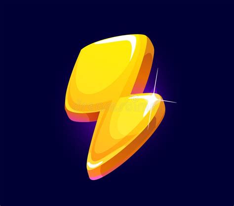 Cartoon Golden Lightning Icon For Game Asset Bonus Stock Vector