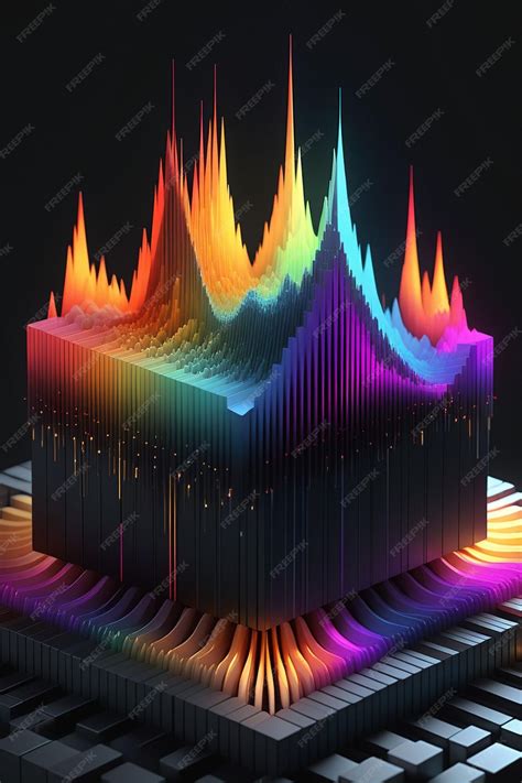 Premium Photo | Colorful 3d cube and audio spectrum visualization vertical composition