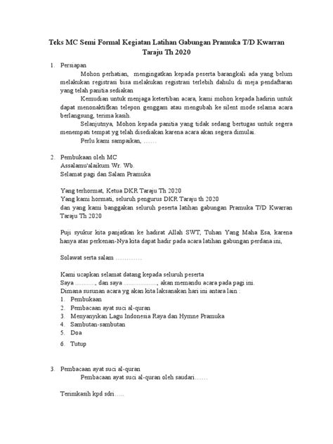 Teks Mc Semi Formal Latihan Gabungan Dkr Trju Pdf