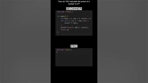 Beginner😅 Vs Pro😎 Power Of Numbers In C⚡💻 C Programming Coding
