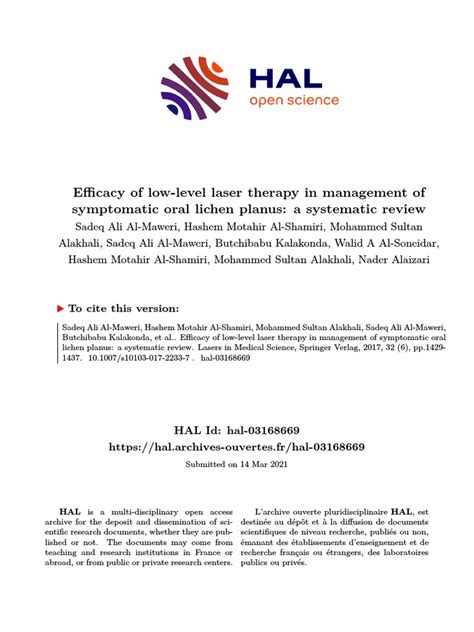 Efficacy Of Low Level Laser Therapy In Management Of Symptomatic Pdf
