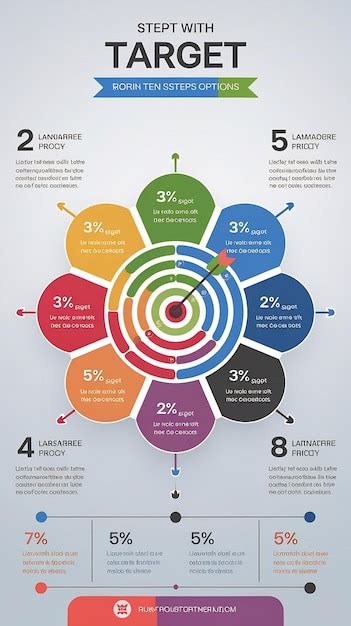 infographic template with target with ten steps or options workflow