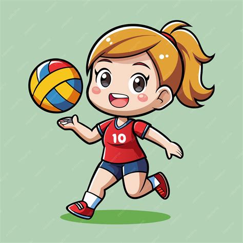 Desenho De Avatar De Desenho Animado De Uma Jogadora De Vôlei Vetor