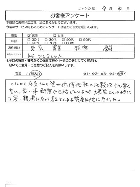 東京都新宿区 40代 男性のクチコミ 質屋の大黒屋【公式】