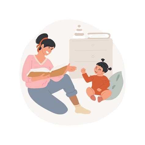 부모는 아이 고립 된 만화 벡터 일러스트 레이 션에 책을 읽고 프리미엄 벡터