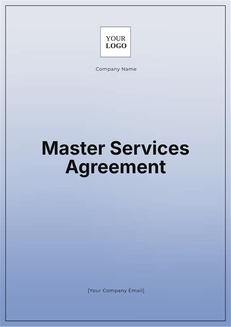 Free Master Services Agreement Template To Edit Online