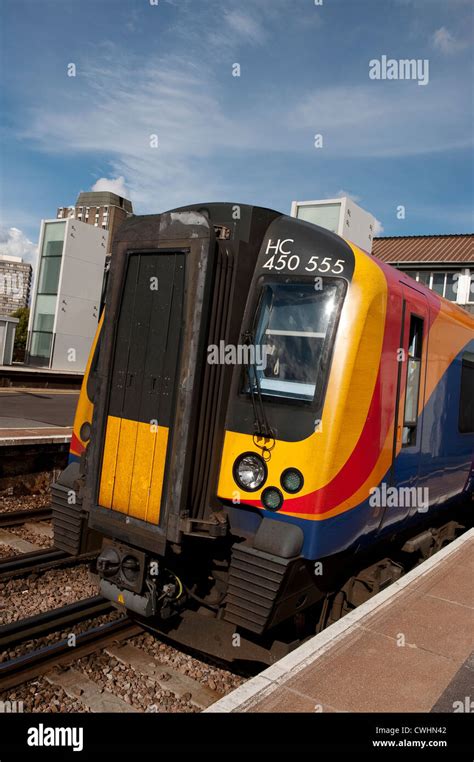 A Class 450 Passenger Train In South West Trains Livery At Clapham