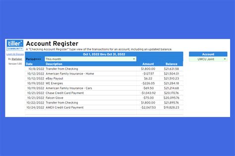 Account Register Template For Microsoft Excel Tiller