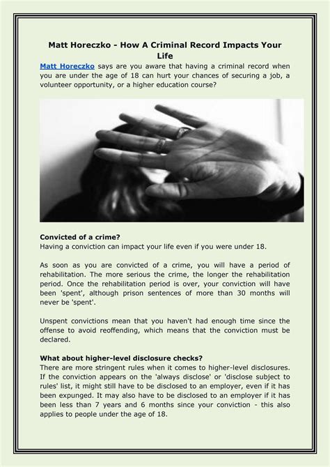 Matt Horeczko How A Criminal Record Impacts Your Life By Matt