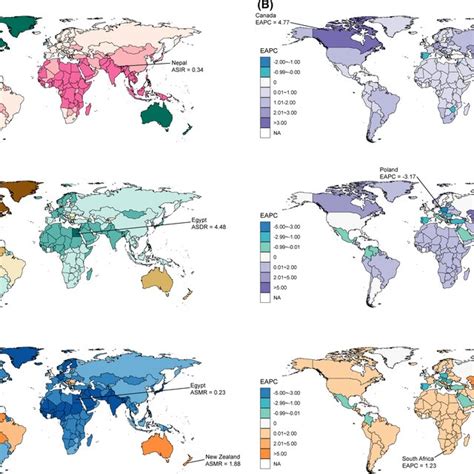 The Global Distribution Of Age‐standardized Rates Asr Of Basal‐cell