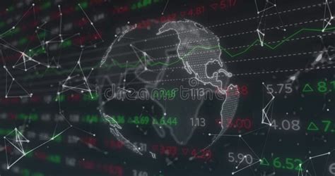Image Of Data Processing Over Globe On Black Background Stock Image