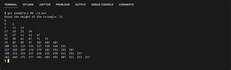 2 different c programs to print a triangle of prime numbers codevscolor