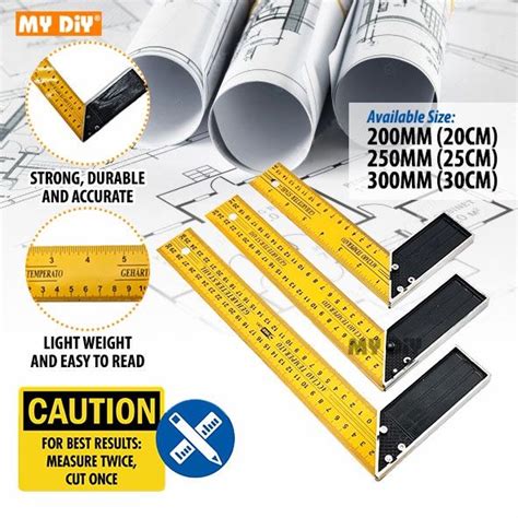 Pembaris Siku Aluminium Try Square Ruler Wood Working Angle Ruler