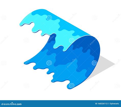 Tsunami Giant Water Ocean Wave Natural Disaster Concept Vector Isometric Illustration Isolated