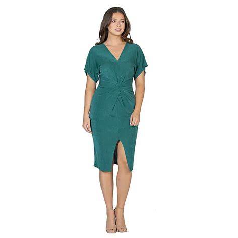 Womens 24seven Comfort Apparel Short Sleeve V Neck Twist Front Split