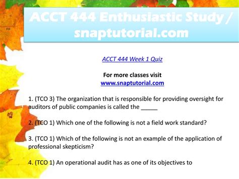 PPT ACCT 444 Enthusiastic Study Snaptutorial PowerPoint