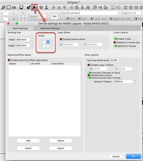 resetting x and y axis for my workspace lightburn hardware