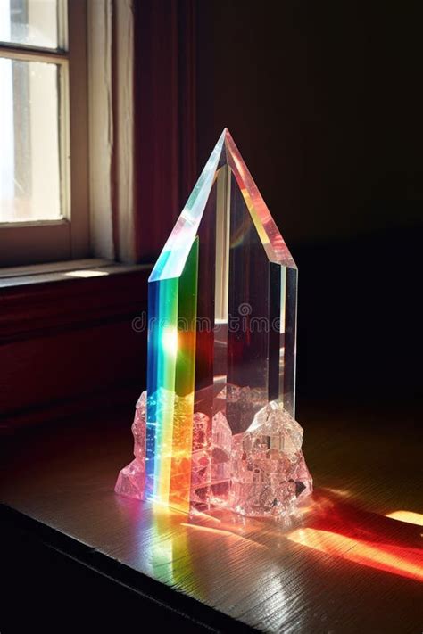 Crystal Prism Refracting Light Into A Rainbow Stock Illustration